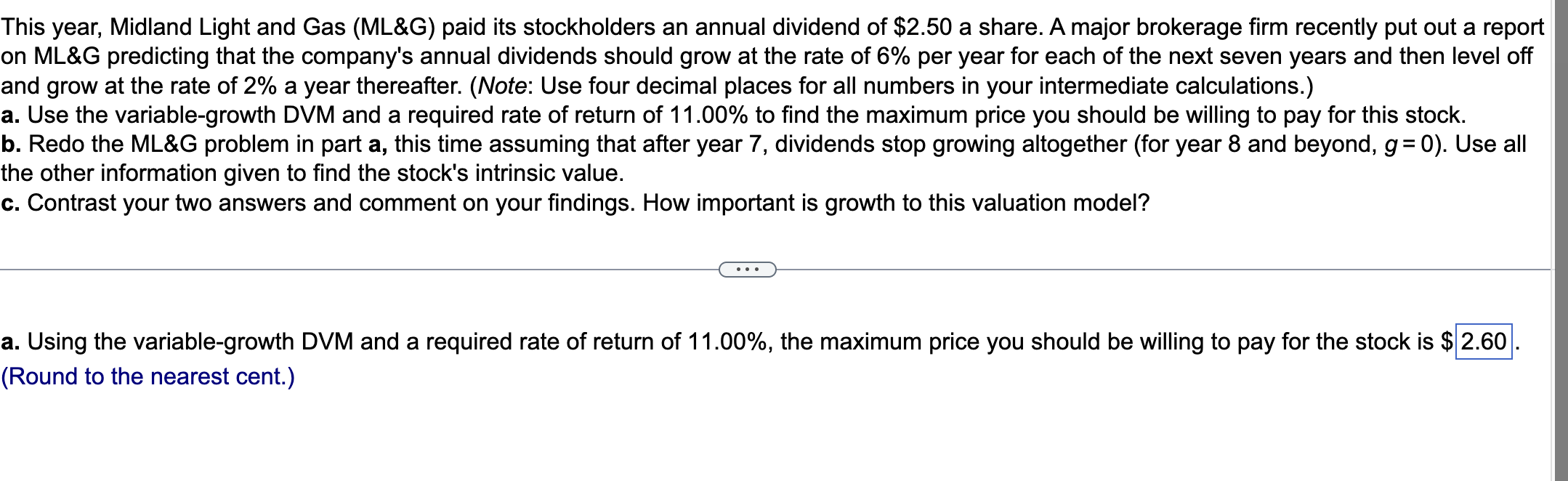 Solved a. ﻿Using the variable-growth DVM and a required rate | Chegg.com