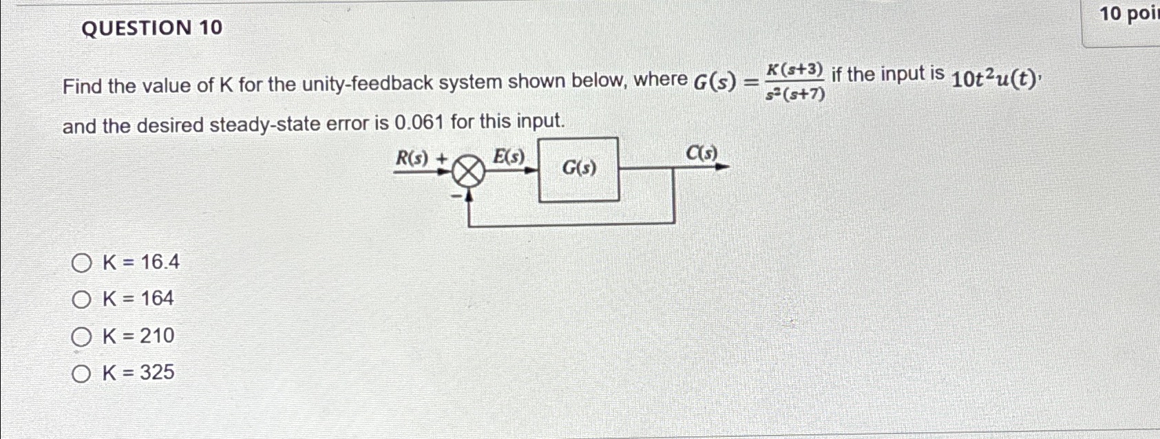 Solved QUESTION 1010 ﻿poiFind the value of K ﻿for the | Chegg.com