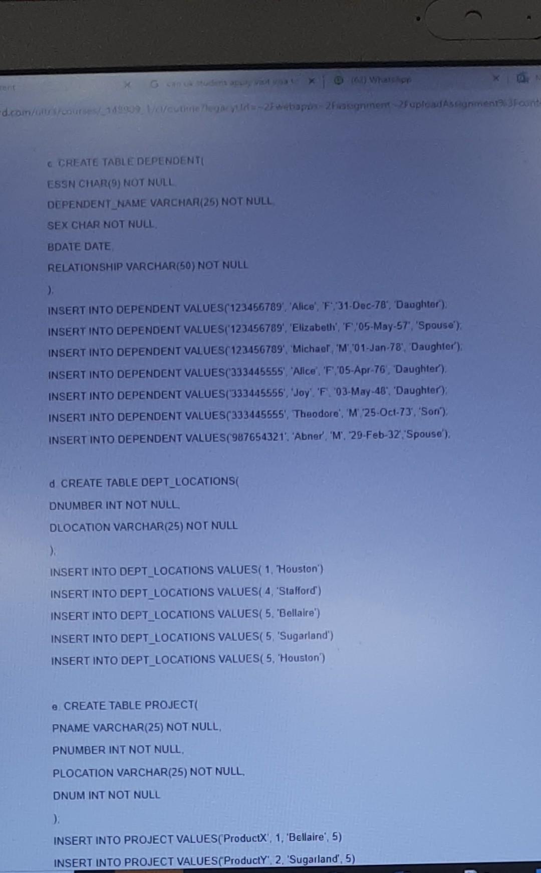 Solved SOL SCRIPTS for Creating tables and adding records | Chegg.com