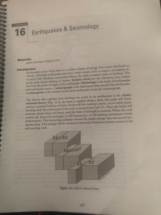 LABORATORY 16 Earthquakes & Seismology Materials il | Chegg.com