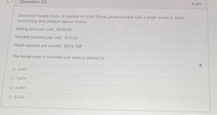 Solved conceming ouit product aspear bellowe Sedtinez poloe | Chegg.com