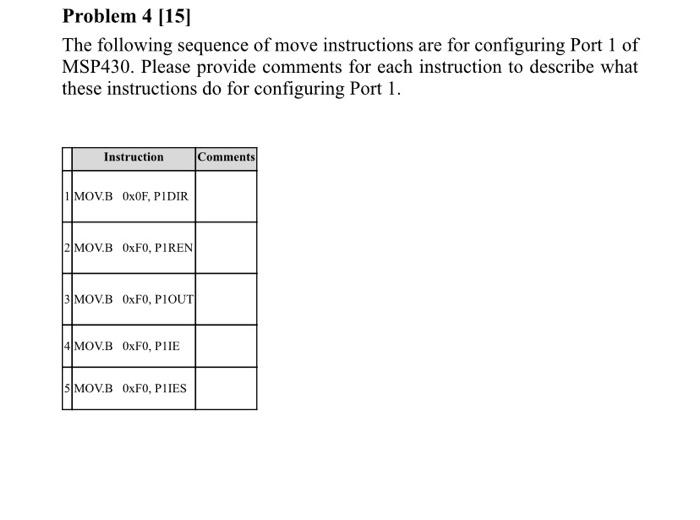 Solved The following sequence of move instructions are for | Chegg.com