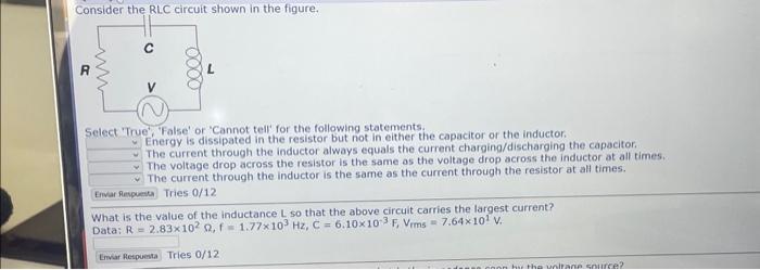 Solved Consider the RLC circuit shown in the figure. Select | Chegg.com