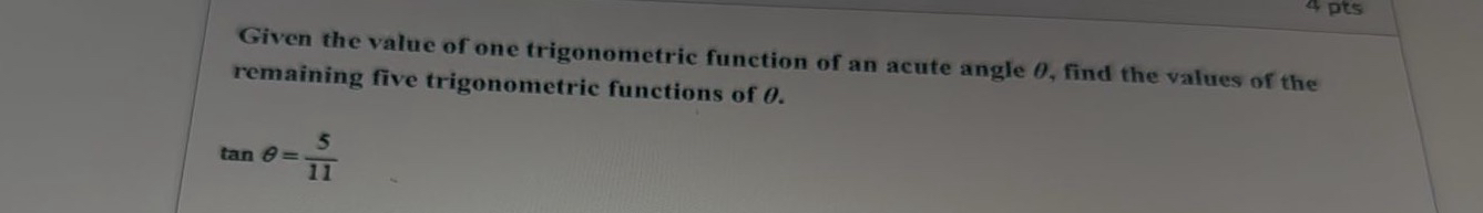 Solved Given the value of one trigonometric function of an | Chegg.com