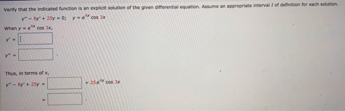 Solved Verify that the indicated function is an explicit | Chegg.com