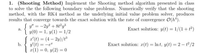 1. (Shooting Method) Implement the Shooting method | Chegg.com