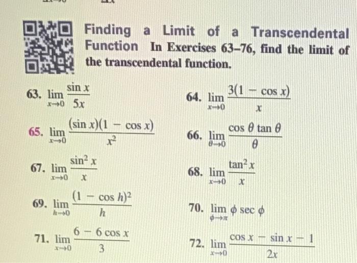 Solved E Finding A Limit Of A Transcendental Function In