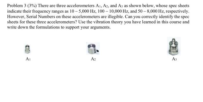 Solved Problem 3 (3%) There are three accelerometers A1, A2, | Chegg.com