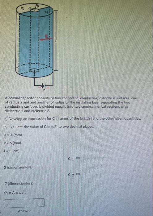 Solved 2. A coaxial capacitor consists of two concentric, | Chegg.com