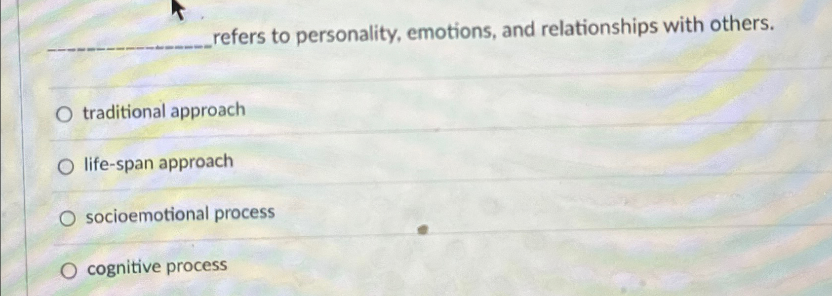 Solved refers to personality, emotions, and relationships | Chegg.com