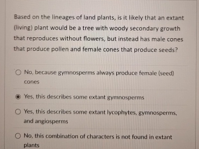 Solved Based on the lineages of land plants, is it likely | Chegg.com
