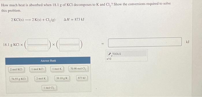 Solved How much heat is absorbed when 18.1 g of KCl | Chegg.com