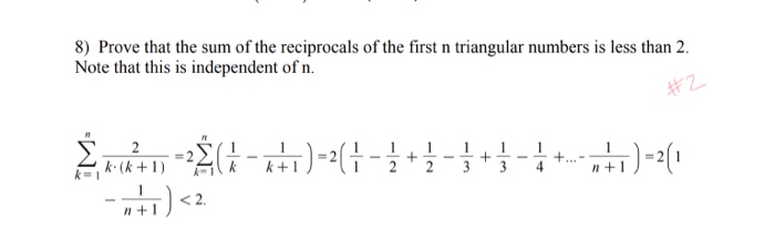 Solved 2) Lett be the nth triangular number. Prove that t + | Chegg.com