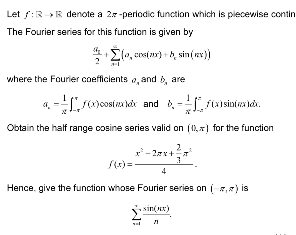 Solved Let f:R→R ﻿denote a 2π-periodic function which is | Chegg.com