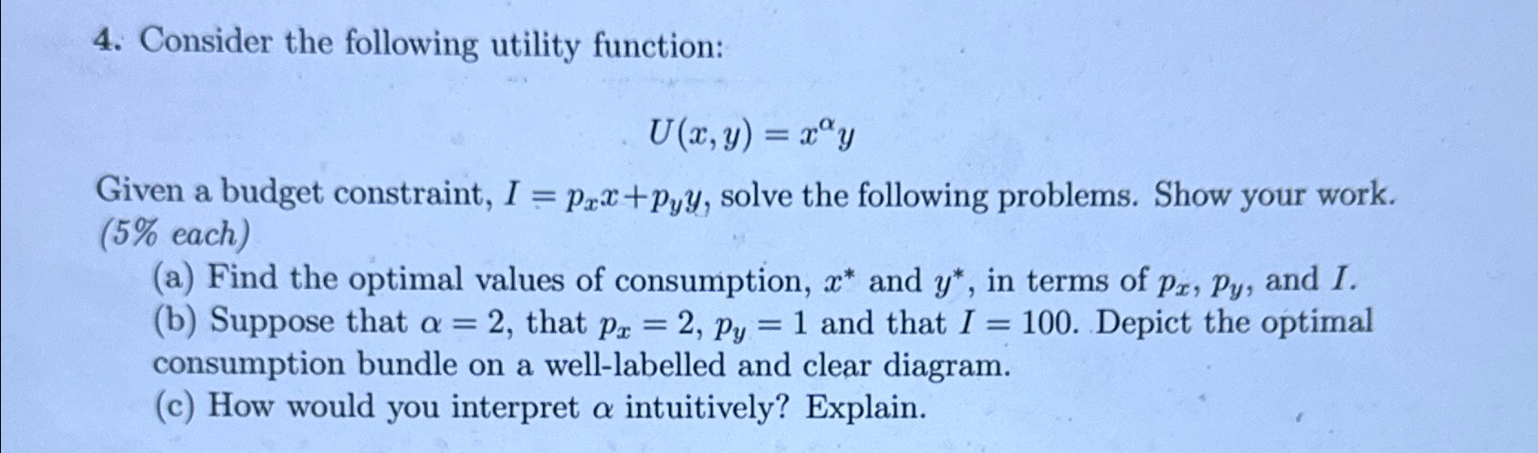 Solved Consider the following utility | Chegg.com