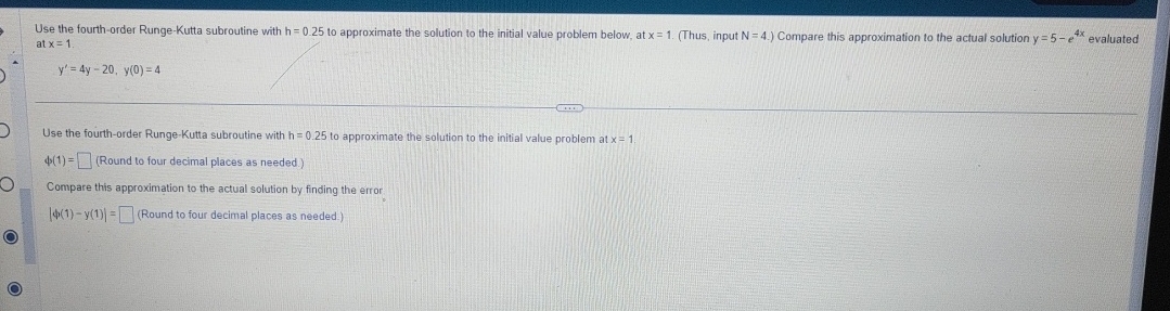 Solved Use the fourth-order Runge-Kutta subroutine with | Chegg.com