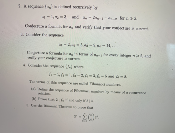 Solved 2. A sequence {an} is defined recursively by aj = | Chegg.com