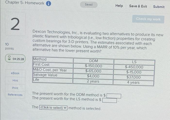 Solved Chapter 5- Homework Saved Help Save & Exit Submit | Chegg.com