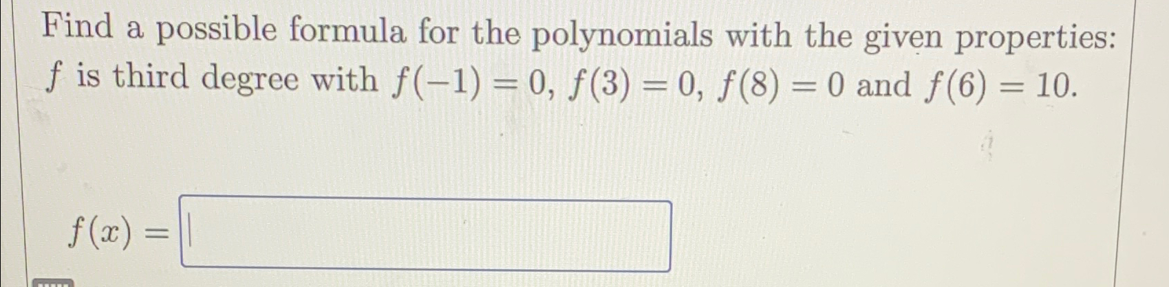 Solved Find a possible formula for the polynomials with the | Chegg.com