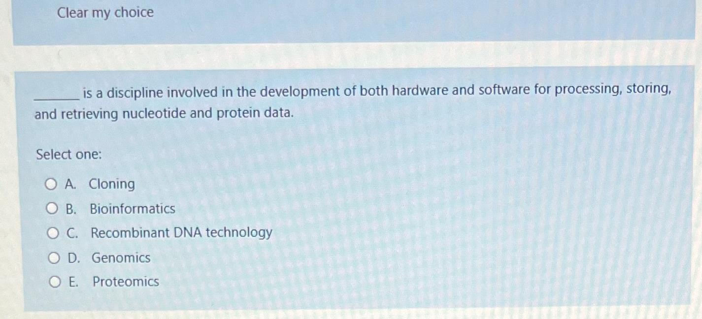 Solved Clear my choiceis a discipline involved in the | Chegg.com