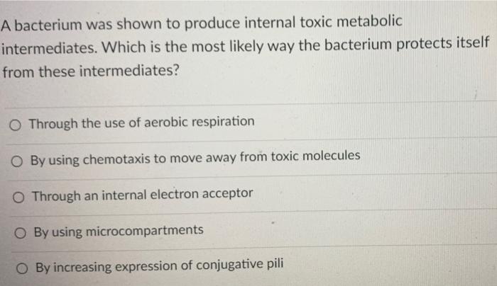 Solved A bacterium was shown to produce internal toxic | Chegg.com