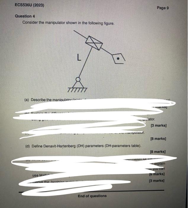 Consider the manipulator shown in the following | Chegg.com