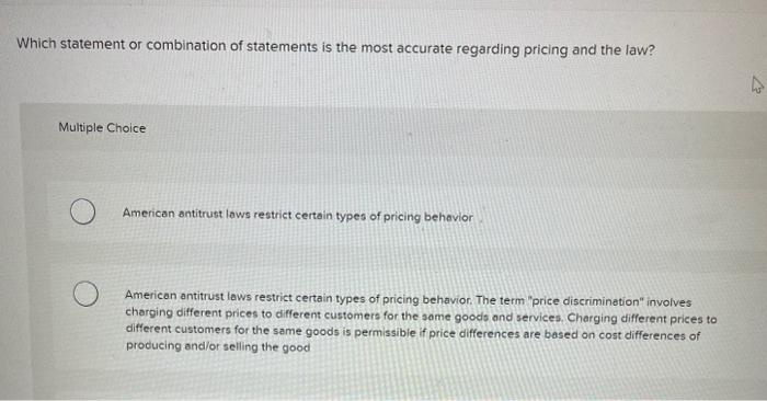 Solved Which statement or combination of statements is the | Chegg.com