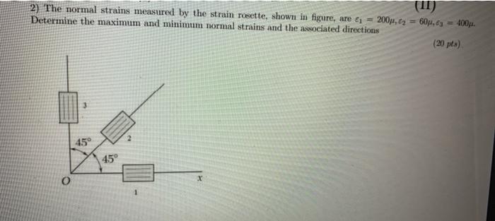 Solved (11) 2) The normal strains measured by the strain | Chegg.com