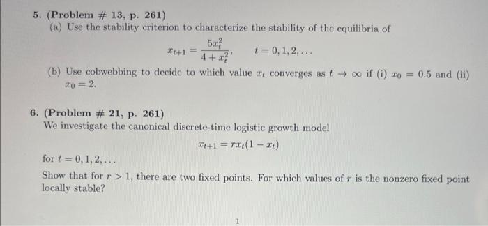 Solved 5. (Problem \# 13, p. 261) (a) Use the stability | Chegg.com