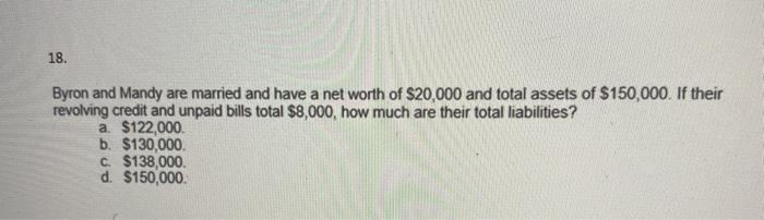 Solved 18. Byron and Mandy are married and have a net worth | Chegg.com