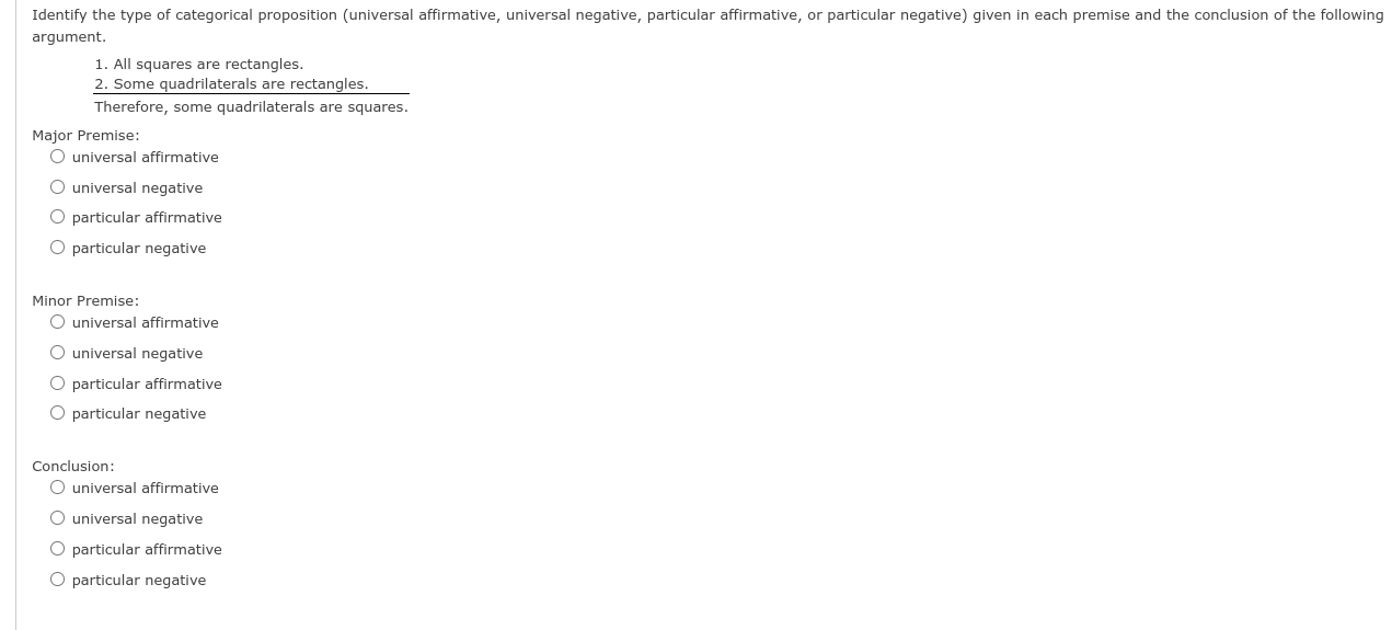 Solved Identify the type of categorical proposition | Chegg.com
