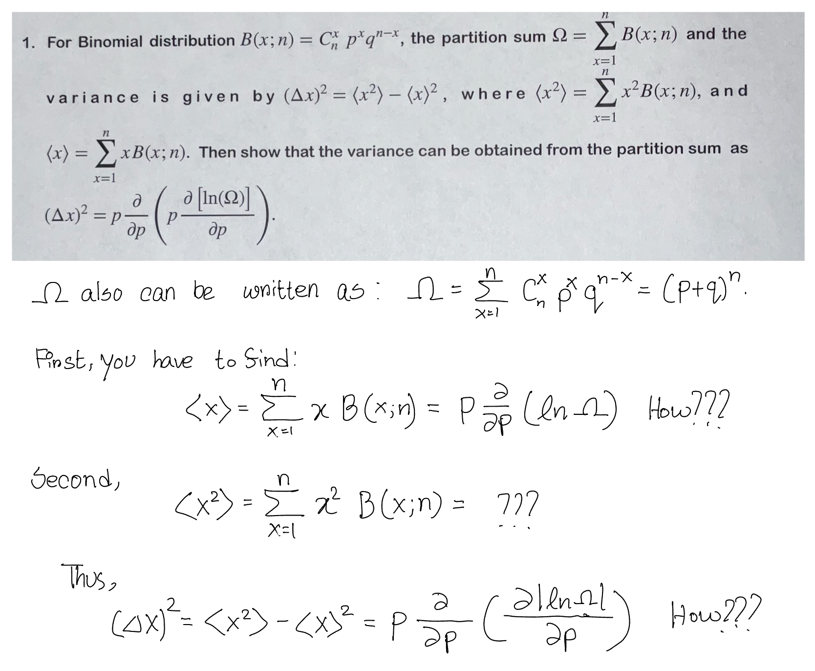 Solved For Binomial distribution B(x;n)=Cnxpxqn-x, ﻿the | Chegg.com