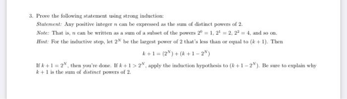 Solved 3. Prove the following statement using strong | Chegg.com