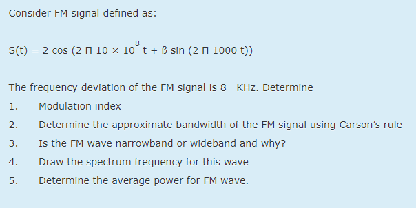 Solved Consider FM signal defined | Chegg.com