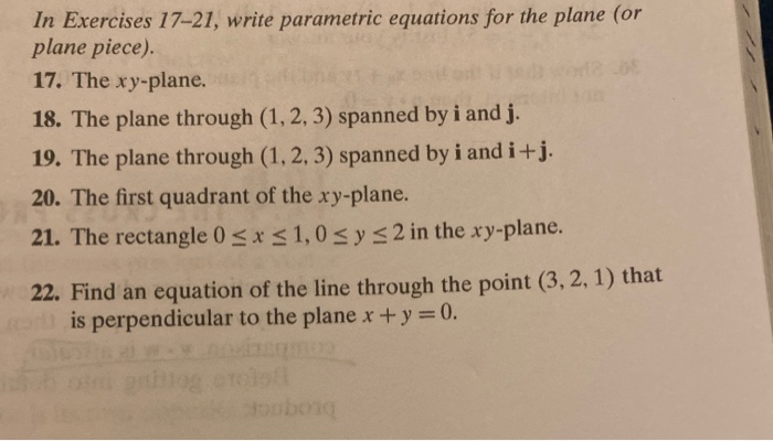 Solved In Exercises 17-21, write parametric equations for | Chegg.com