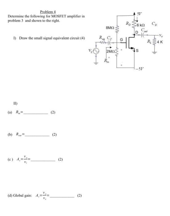 Solved Problem 4 Determine the following for MOSFET | Chegg.com