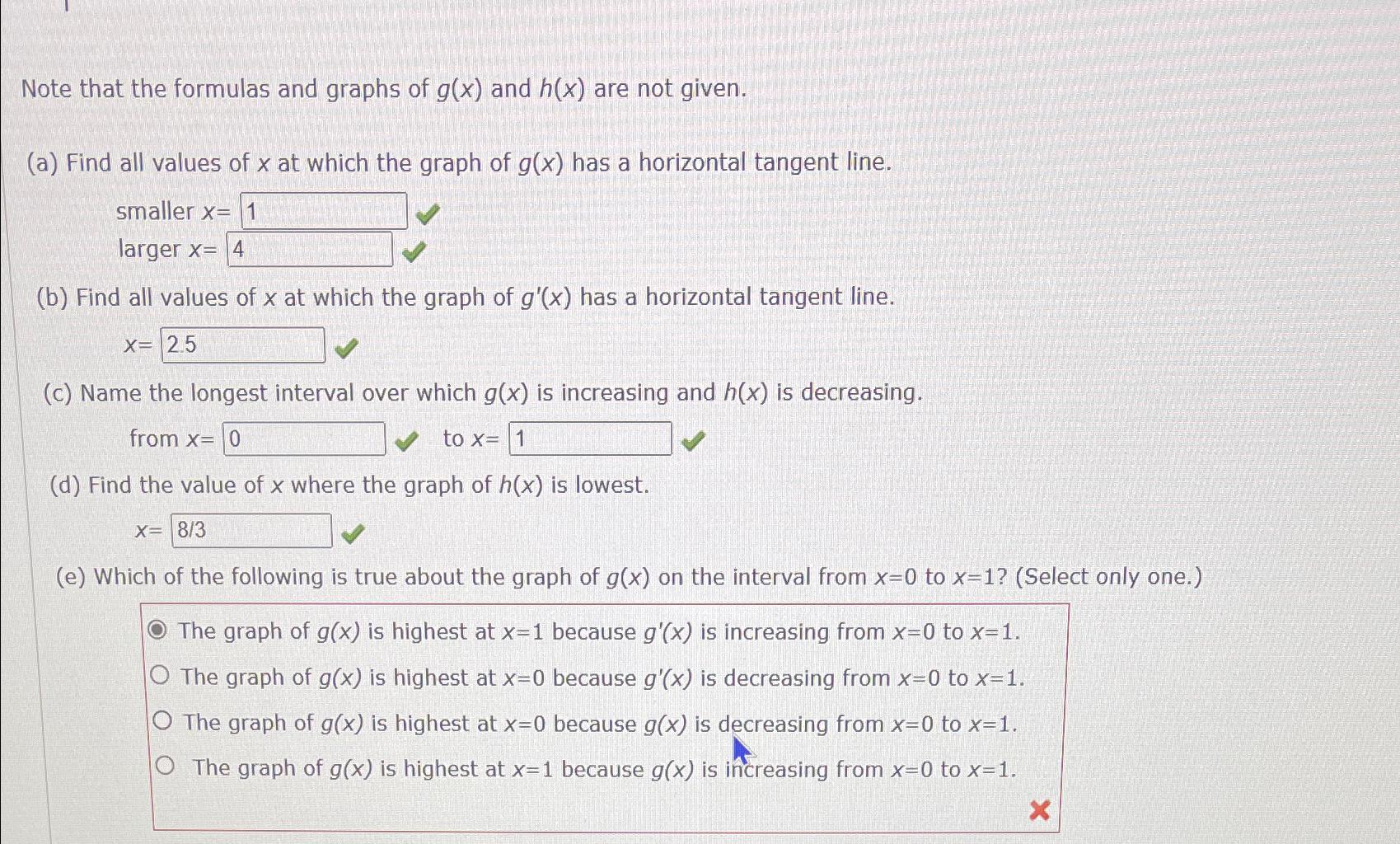 Solved Note that the formulas and graphs of g(x) ﻿and h(x) | Chegg.com