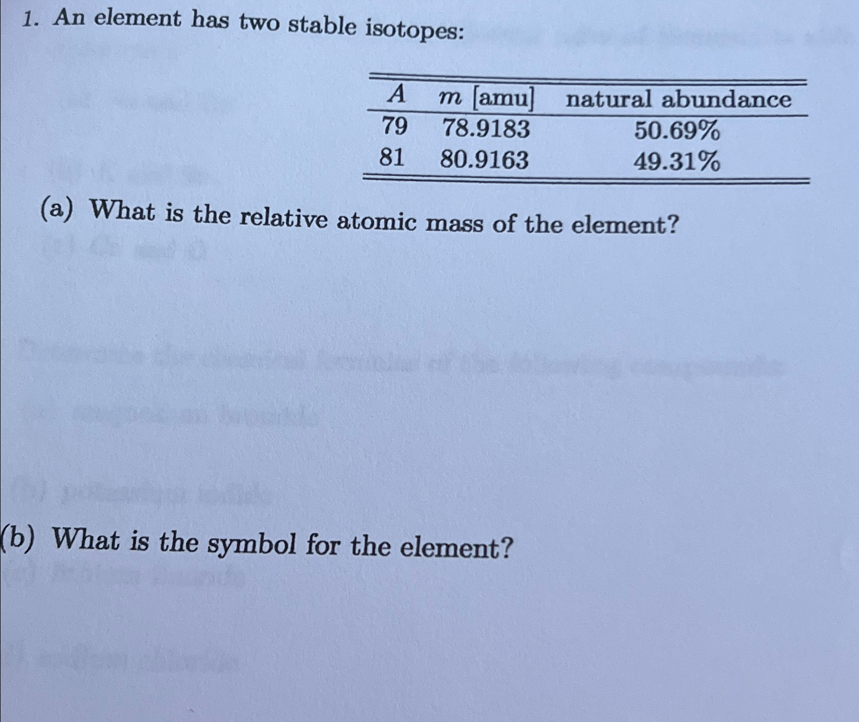 Solved An element has two stable | Chegg.com