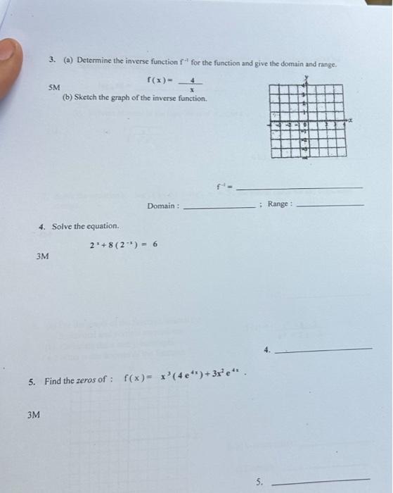 Solved 3. (a) Determine the inverse function f−1 for the | Chegg.com