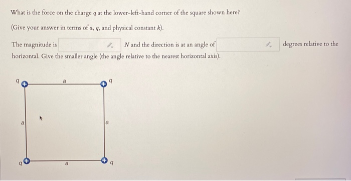 Solved What is the force on the charge q at the | Chegg.com
