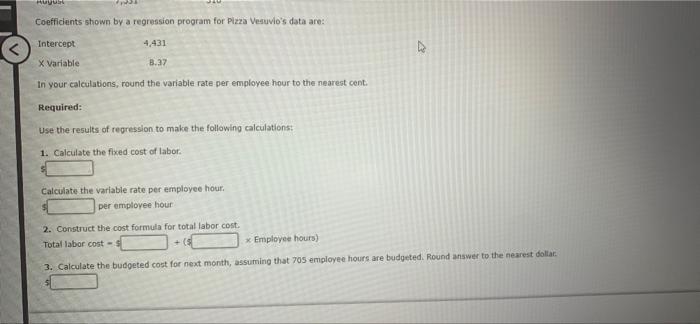 Solved Using Regression to Calculate Fixed Cost Calculate | Chegg.com