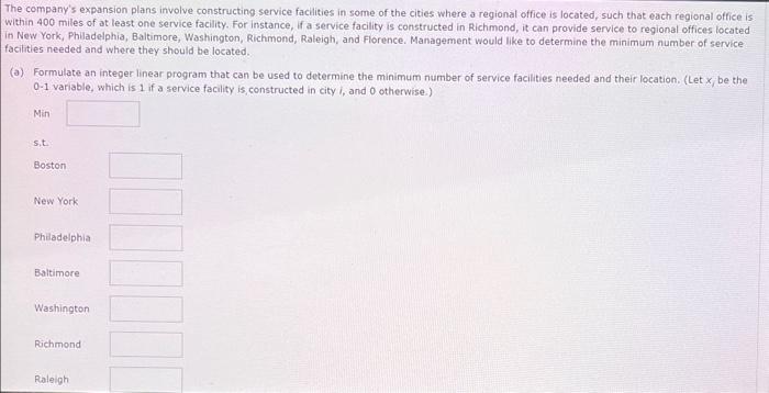 Solved East Cosst Trucking provides service from Eoston to | Chegg.com