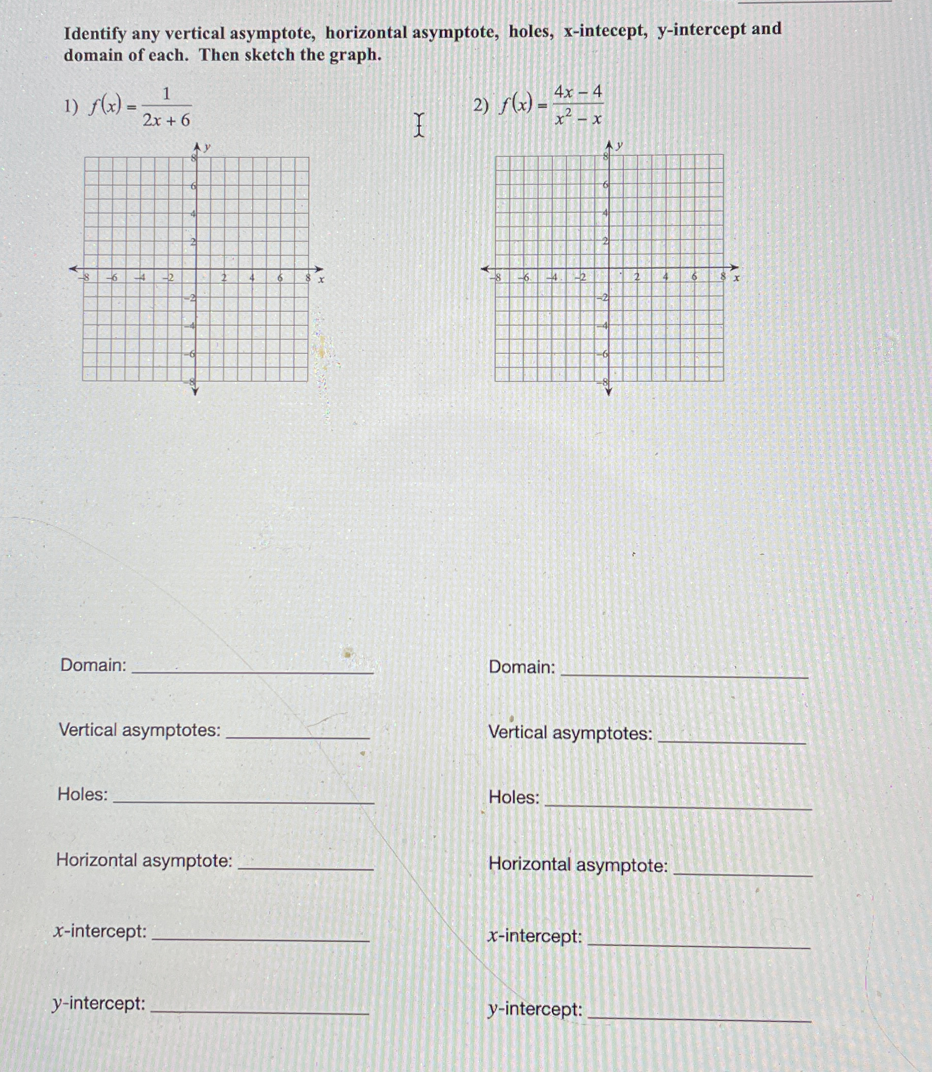 Solved Identify any vertical asymptote, horizontal | Chegg.com