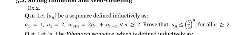Solved Ex.2.Q.1. ﻿Let {an} ﻿be a sequence defined | Chegg.com