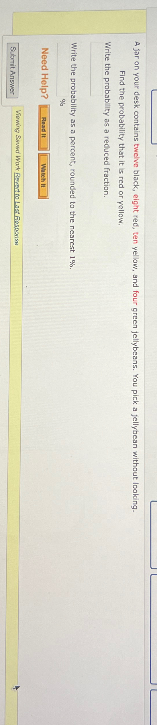 Solved A jar on your desk contains twelve black, eight red, | Chegg.com