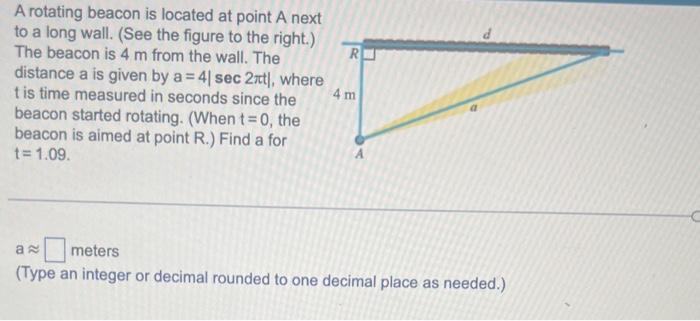 Solved A rotating beacon is located at point A next to a | Chegg.com