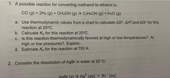 1. A possible reaction for converting methanol to | Chegg.com