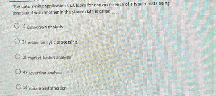 Solved The data mining application that looks for one | Chegg.com