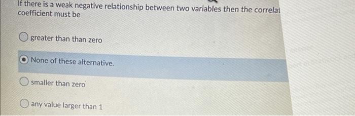Solved If there is a weak negative relationship between two | Chegg.com