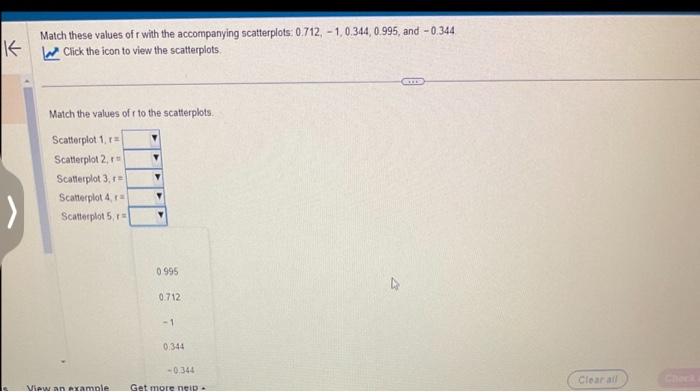 Solved Match these values of r with the accompanying | Chegg.com